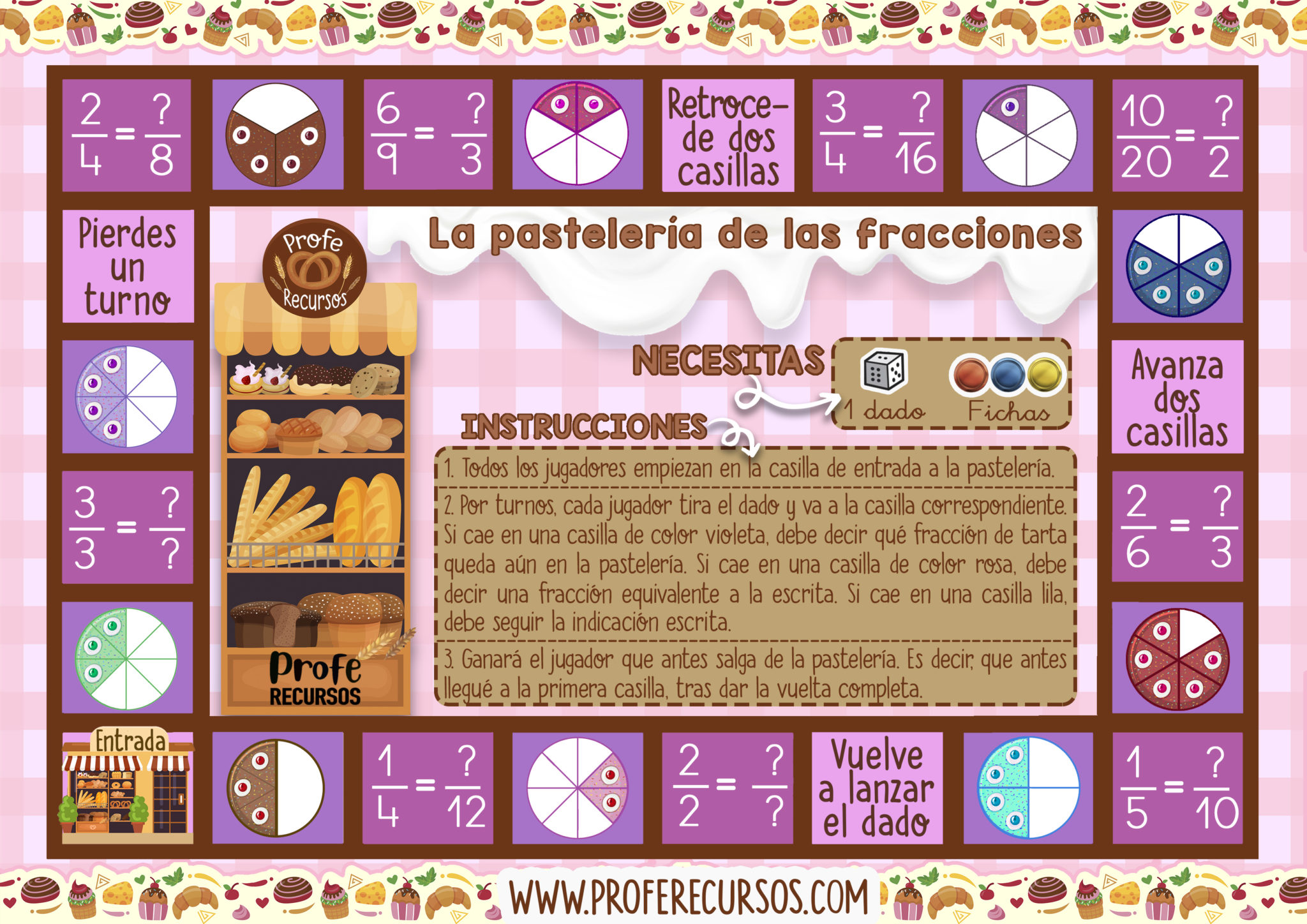 Juego de fracciones de matemáticas a partir de 3º de Primaria Juego de fracciones de matemáticas a partir de 3º de Primaria