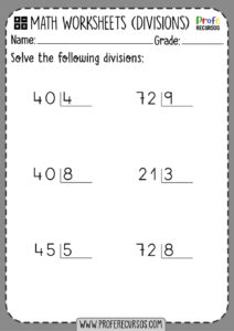 2-Digit by 1-Digit Division Worksheets