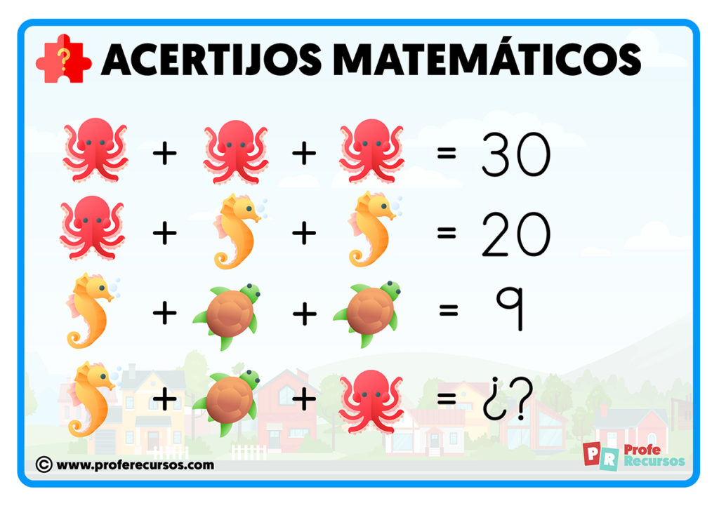Acertijos Matemáticos Para Niños | Fáciles | PACK Descargable
