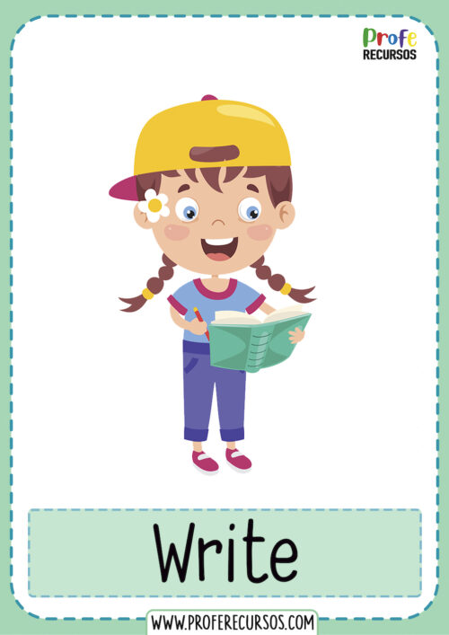 Action verbs flashcards for kids Present Tense ESL