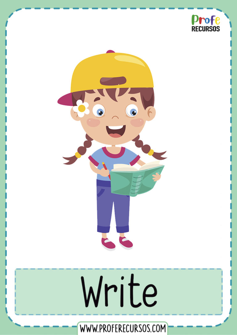 Action verbs flashcards for kids Present Tense ESL