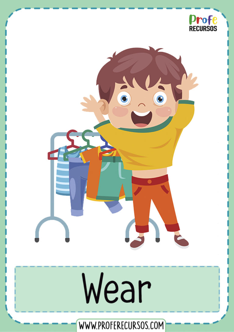 Action verbs flashcards for kids Present Tense ESL