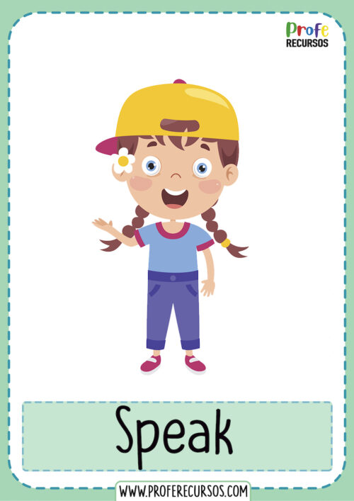 Action verbs flashcards for kids Present Tense ESL