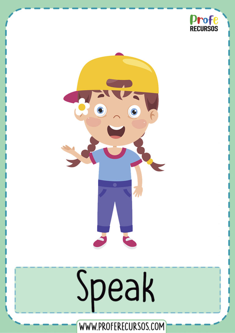 Action verbs flashcards for kids Present Tense ESL
