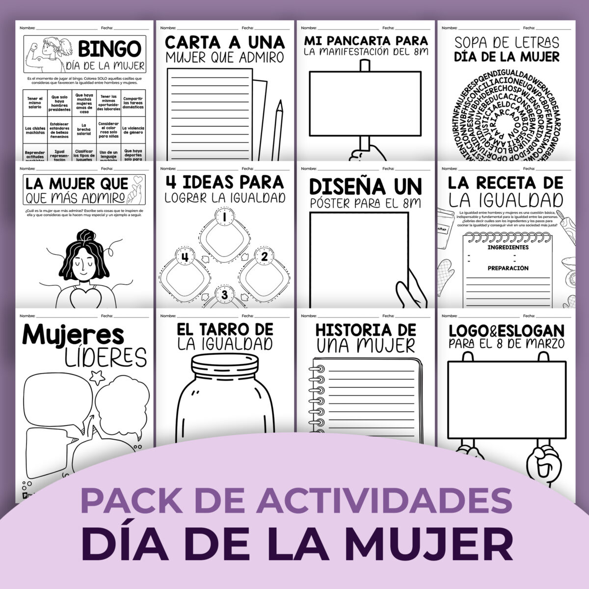 Pack de Actividades Día de la Mujer | ¡Fichas listas para Imprimir!