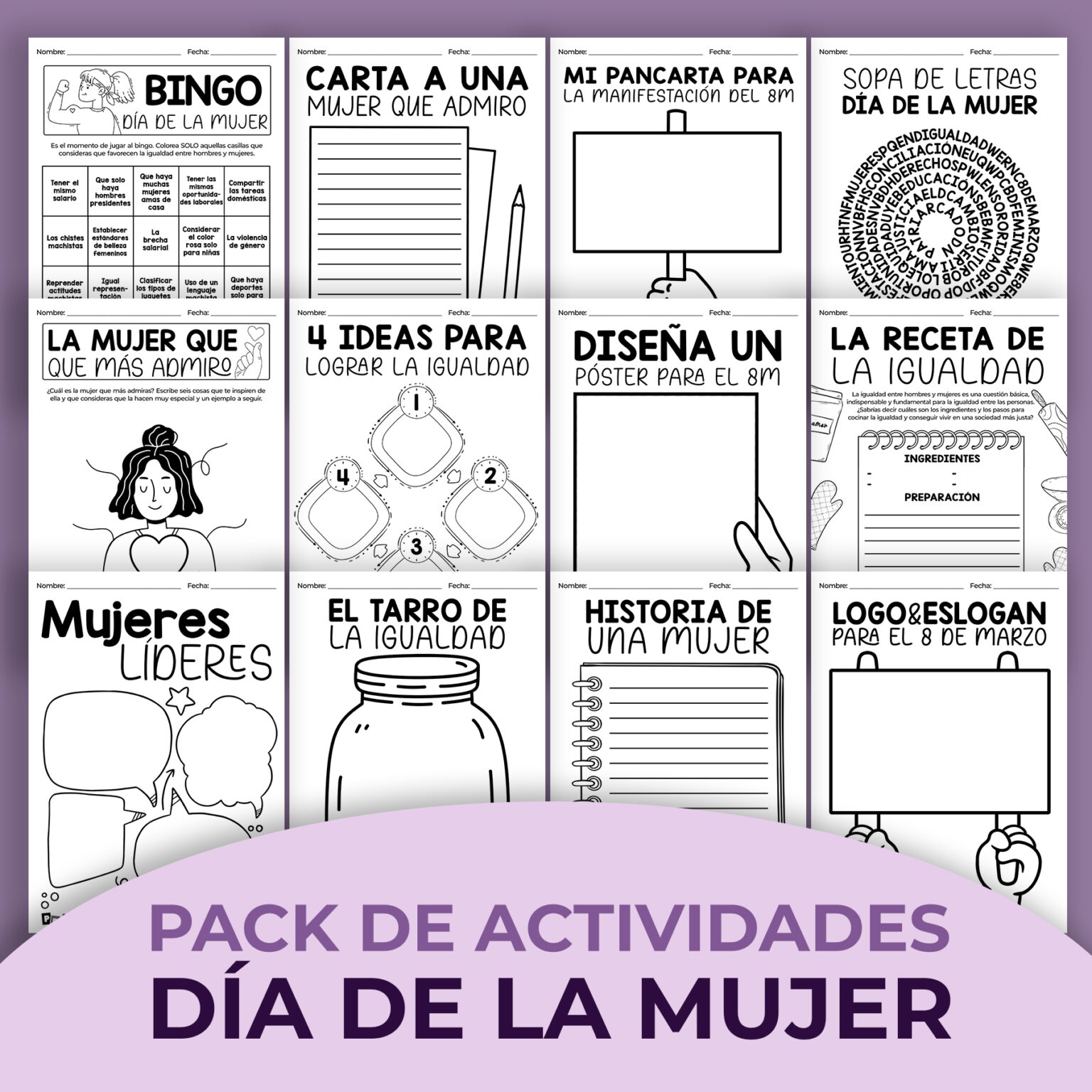 Pack de Actividades Día de la Mujer | ¡Fichas listas para Imprimir!