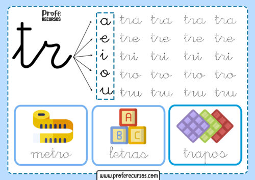 SÍLABAS TRABADAS (TR) Tra Tre Tri Tro Tru | Palabras Trabadas TR