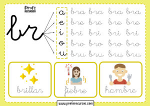 Fichas de Sílabas Trabadas con (Br) bra bre bri bro bru