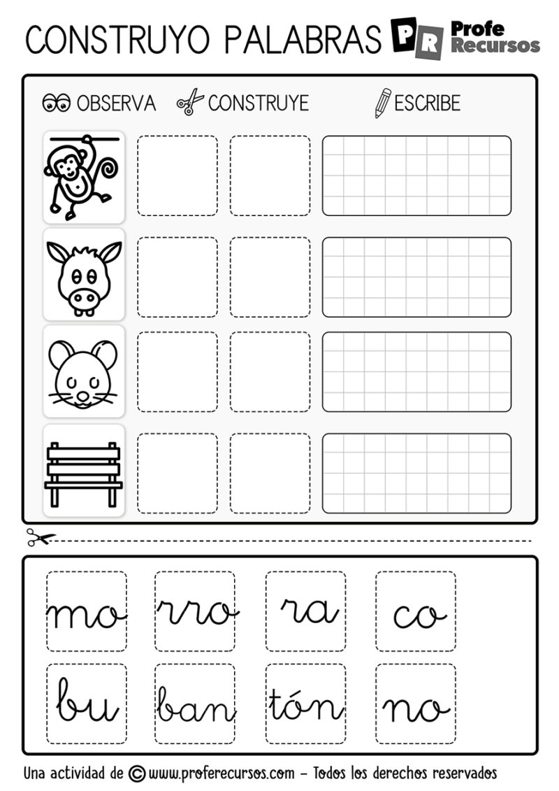 EJERCICIOS de Formar y Construir PALABRAS | Listos para Imprimir
