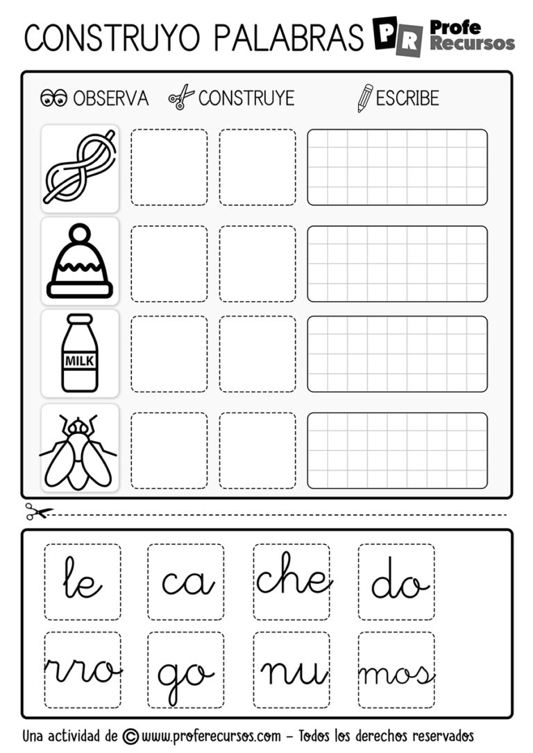 EJERCICIOS de Formar y Construir PALABRAS | Listos para Imprimir
