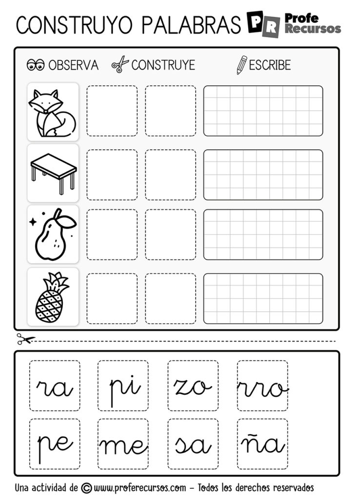 EJERCICIOS de Formar y Construir PALABRAS | Listos para Imprimir