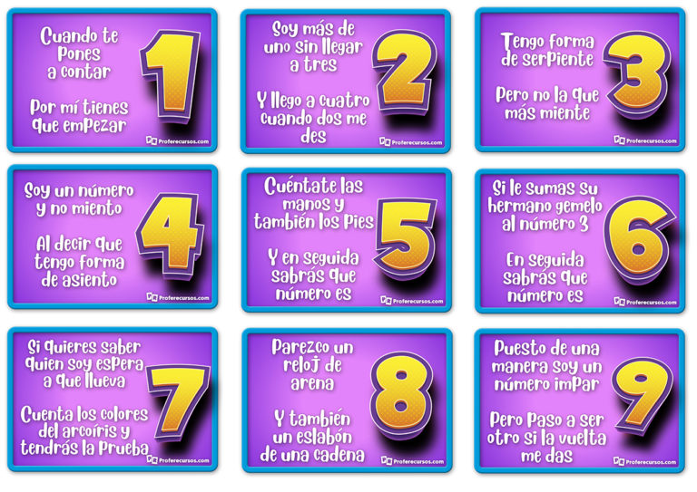 Adivinanzas de los numeros para niños