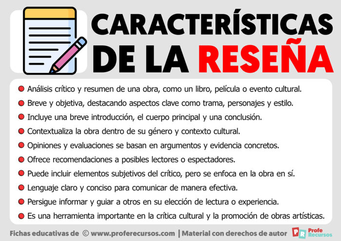 Características de la Reseña