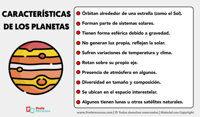 Características de los Planetas