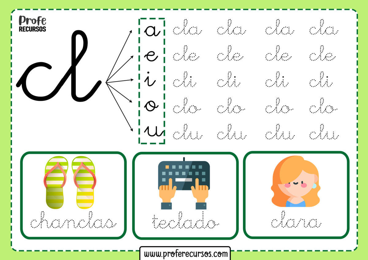 Sílabas Trabadas con (Cl) Cla Cle Cli Clo Clu | Palabras con Cl
