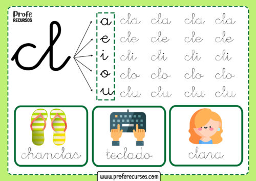 Sílabas Trabadas con (Cl) Cla Cle Cli Clo Clu | Palabras con Cl
