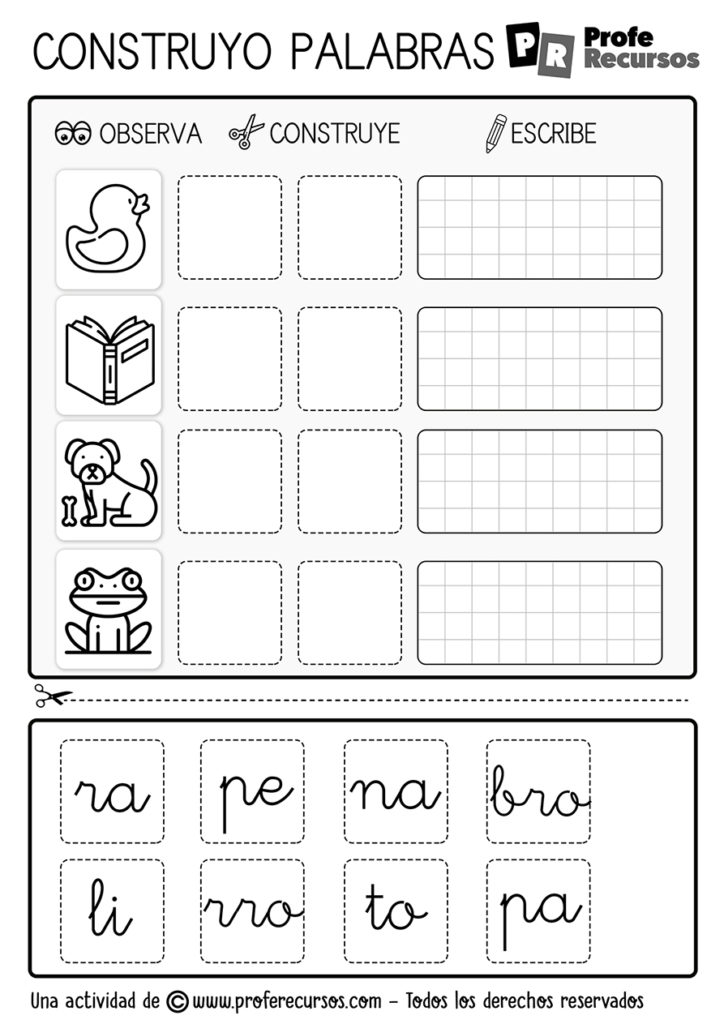 EJERCICIOS de Formar y Construir PALABRAS | Listos para Imprimir