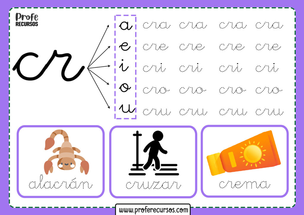 Sílabas Trabadas con (CR) Cra Cre Cri Cro Cru | Palabras con CR