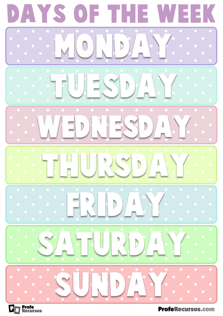 Días de la semana en Inglés (Days of the week)