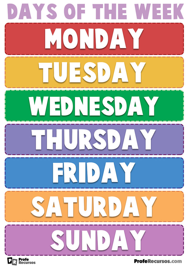 D as De La Semana En Ingl s Days Of The Week D as De La Semana En Ingl s Days Of The Week