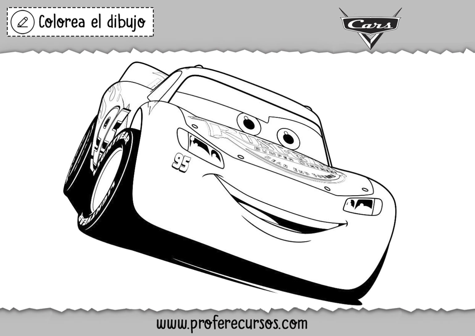 Dibujos de la película de Cars para niños y para colorear.