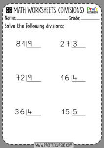 2-Digit by 1-Digit Division Worksheets