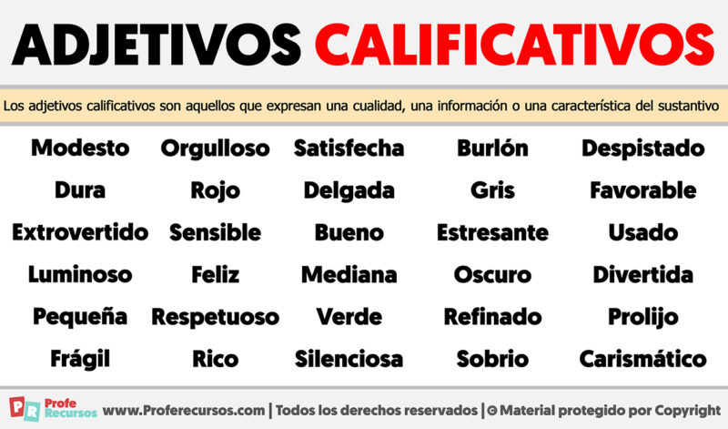 Ejemplos de Adjetivos Calificativos Ejemplos de Adjetivos Calificativos