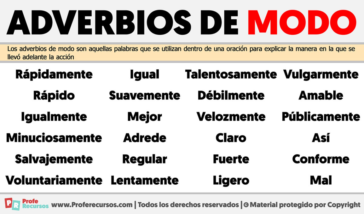 Ejemplos de Adverbios de Modo