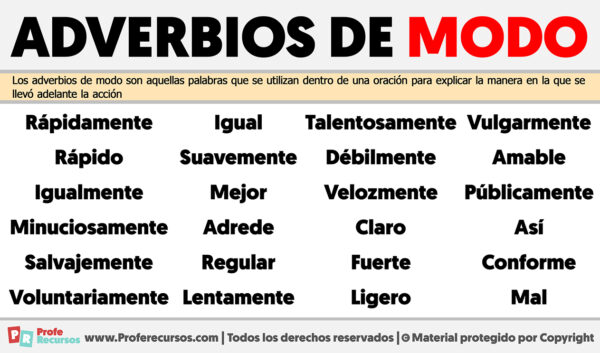 Ejemplos de Adverbios de Modo Ejemplos de Adverbios de Modo