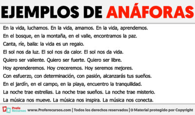 Ejemplos de Anáforas