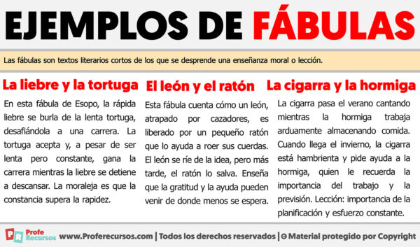 Ejemplos de Fábulas