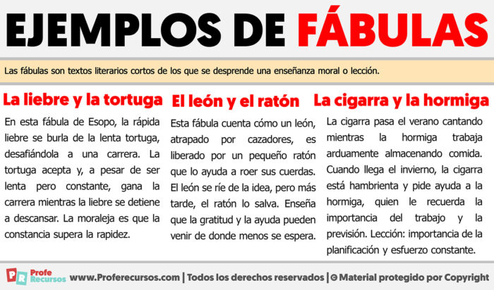 Ejemplos de Fábulas