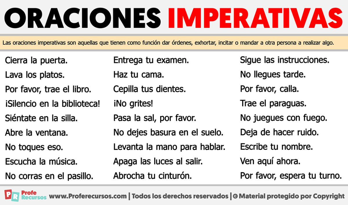 Ejemplos de Oraciones Imperativas