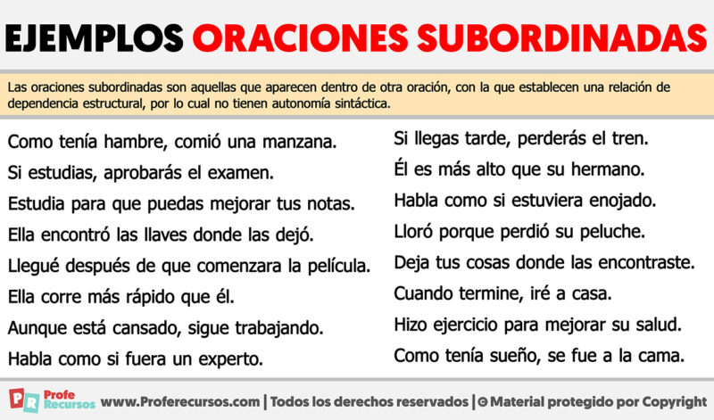 Ejemplos de Oraciones Subordinadas
