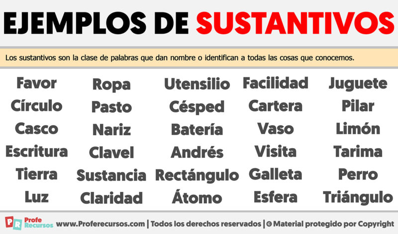 Ejemplos de Sustantivos Ejemplos de Sustantivos