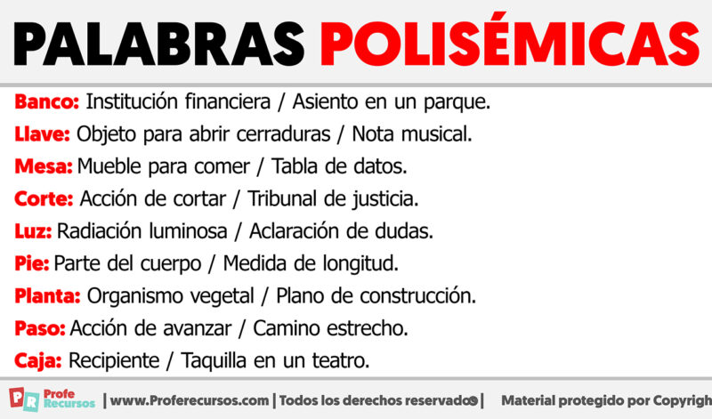 Ejemplos de Palabras Polisémicas