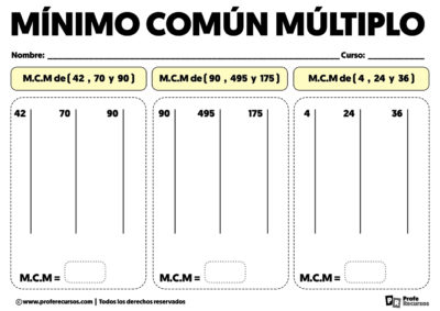 Ejercicios de mcm de 3 numeros