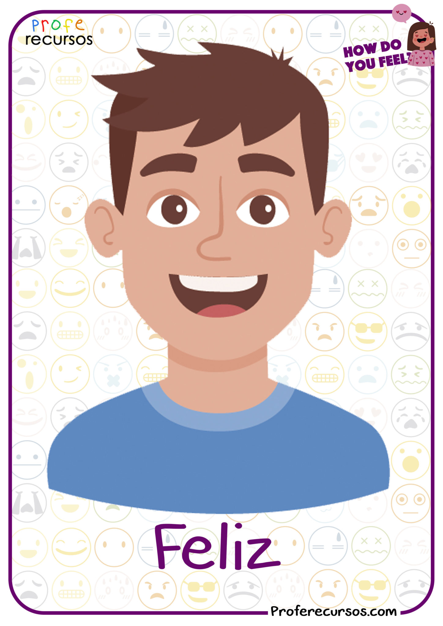Tarjetas de vocabulario-Flashcards: Emociones-Feelings