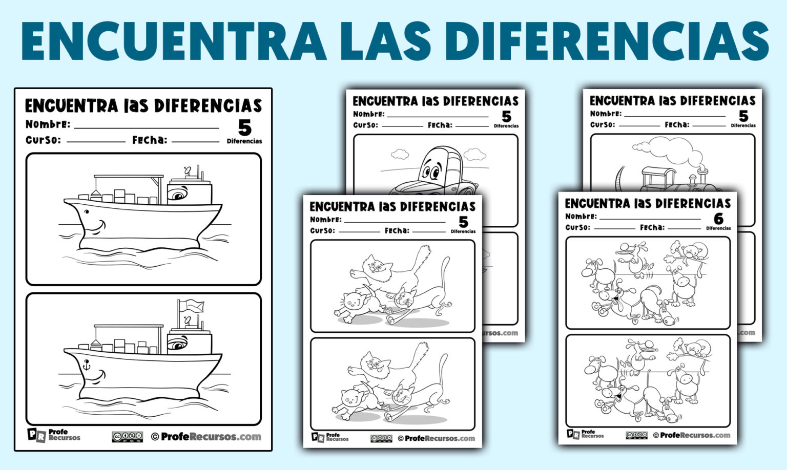Encuentra Las Diferencias | Fichas para Niños DESCARGABLES