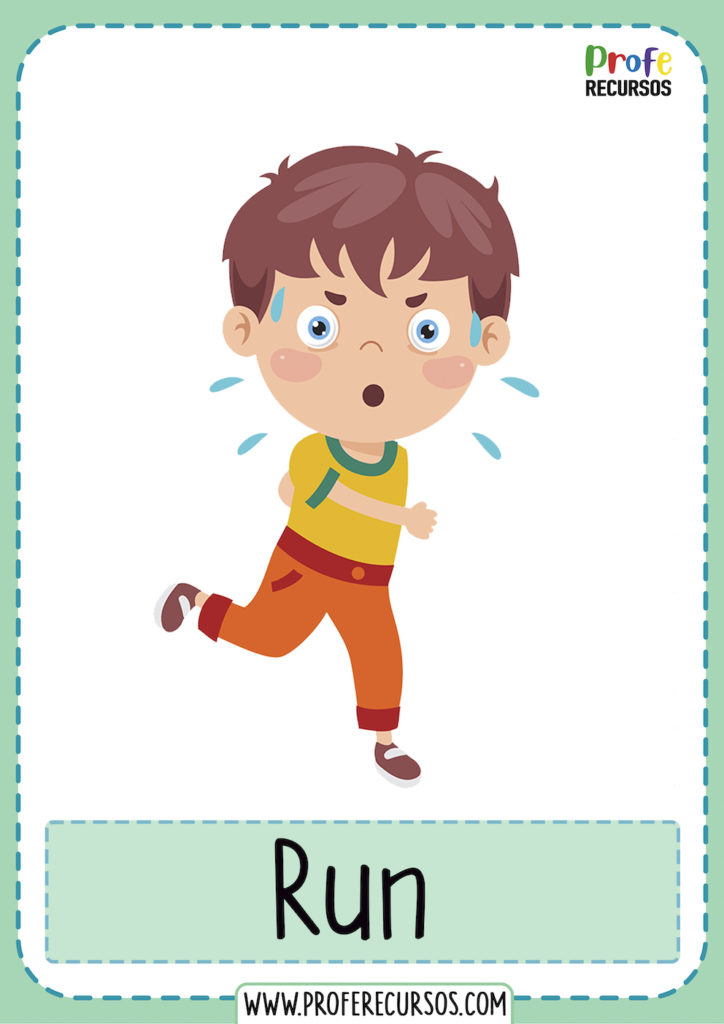 Action verbs flashcards for kids Present Tense ESL