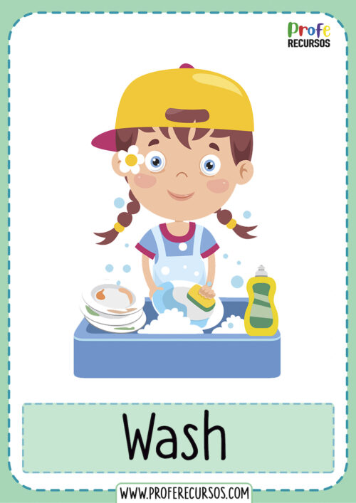 Action verbs flashcards for kids Present Tense ESL