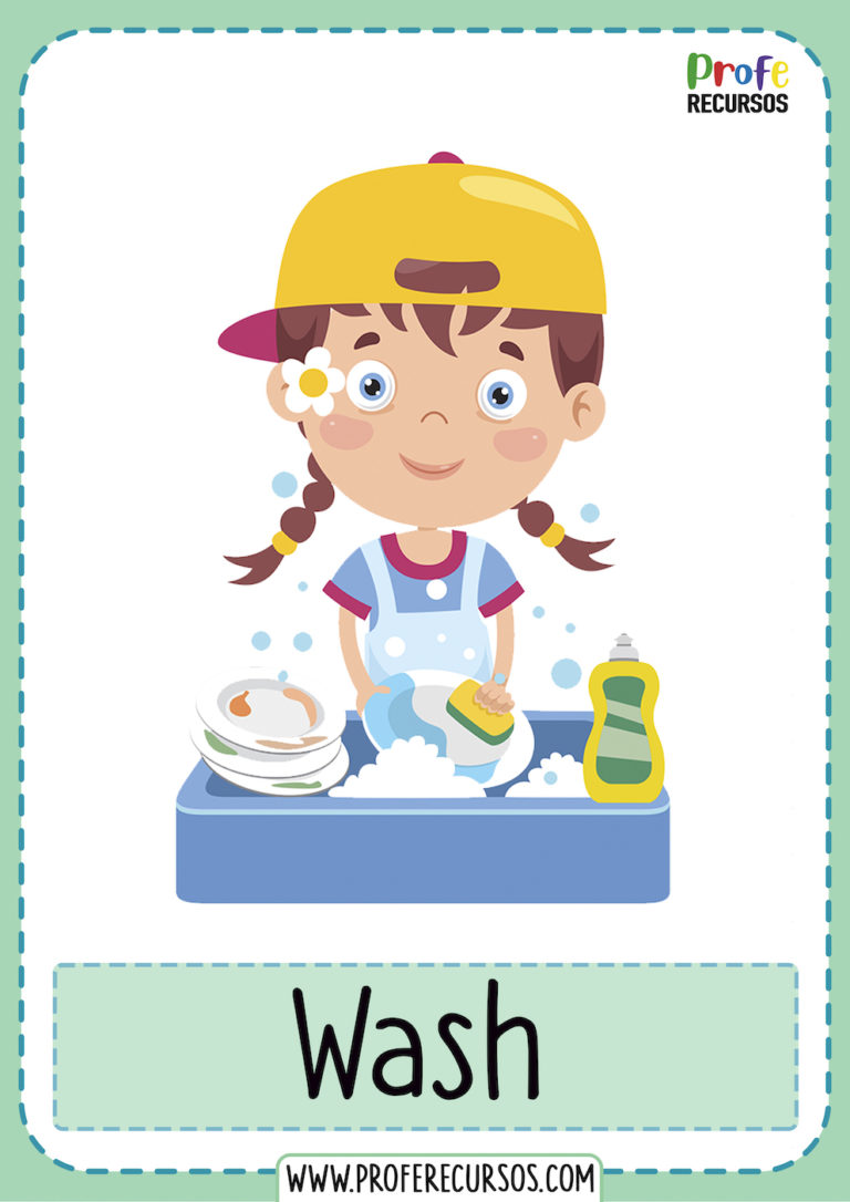 Action verbs flashcards for kids Present Tense ESL