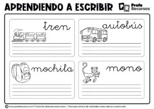Escribir palabras para niños