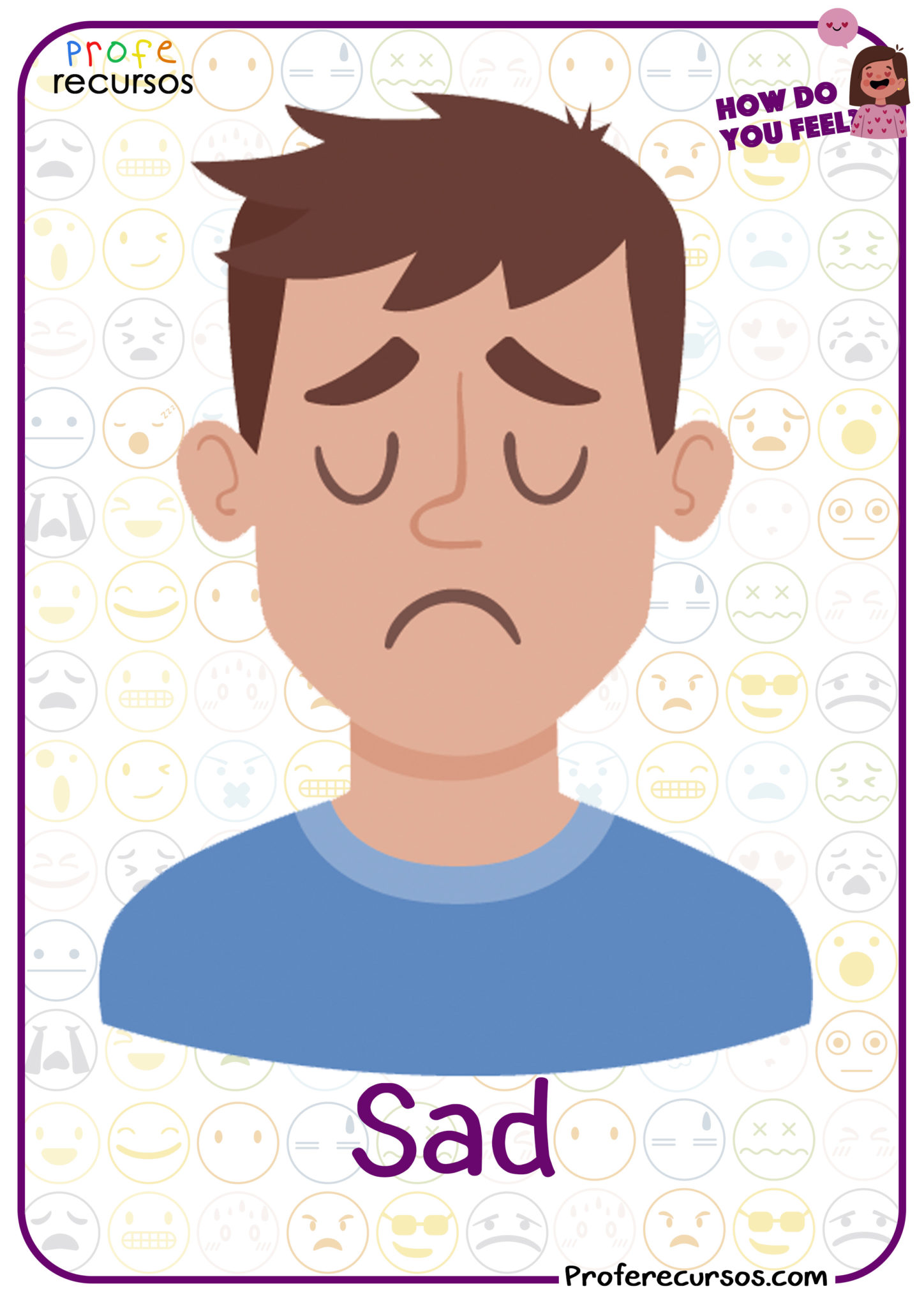 Tarjetas de vocabulario-Flashcards: Emociones-Feelings