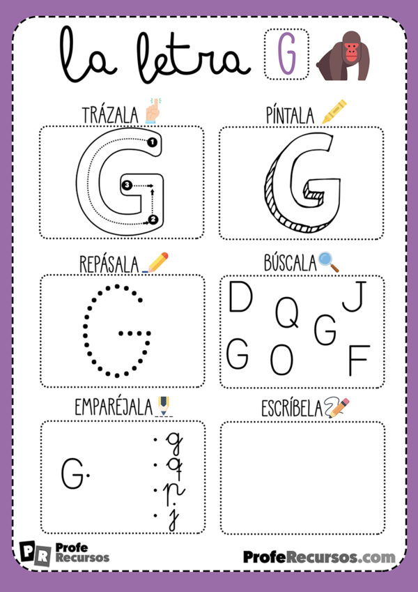 Ficha lectoescritura letra G