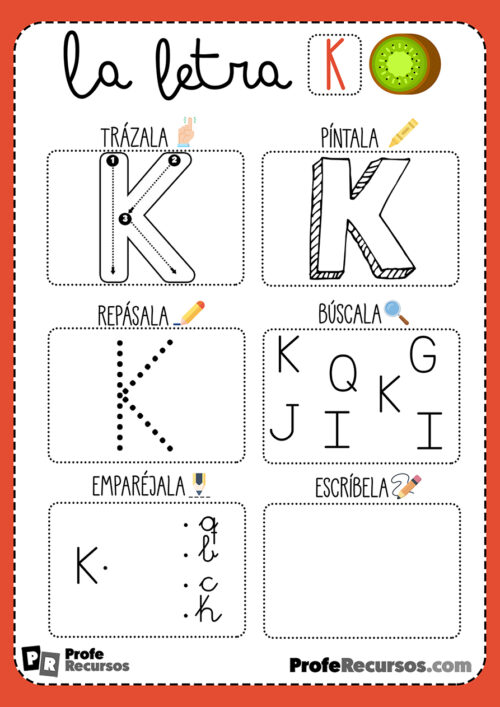 Ficha lectoescritura letra K