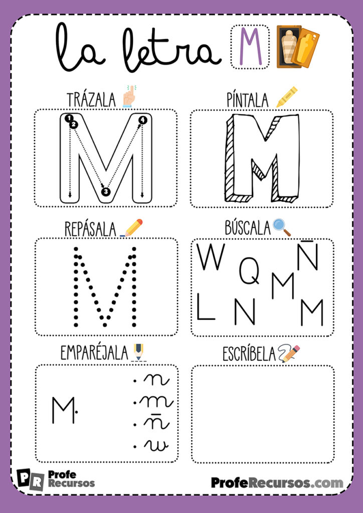 Ficha lectoescritura letra M