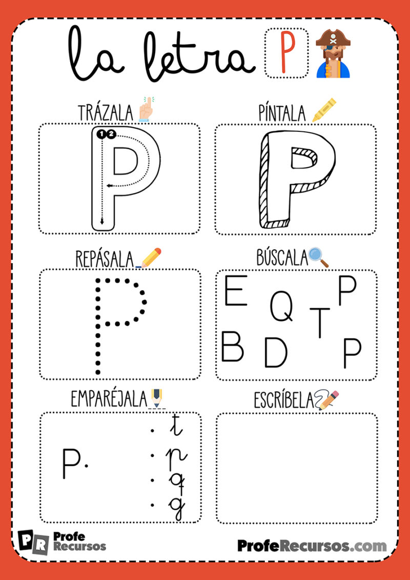 Ficha lectoescritura letra P
