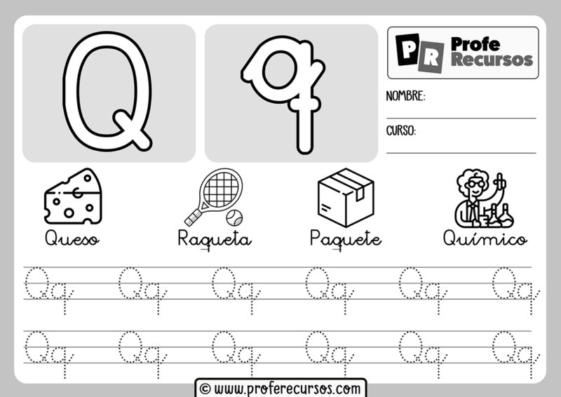 Ficha aprender letra Q