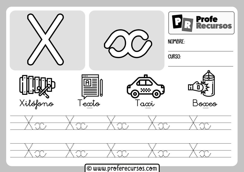 Ficha aprender letra X